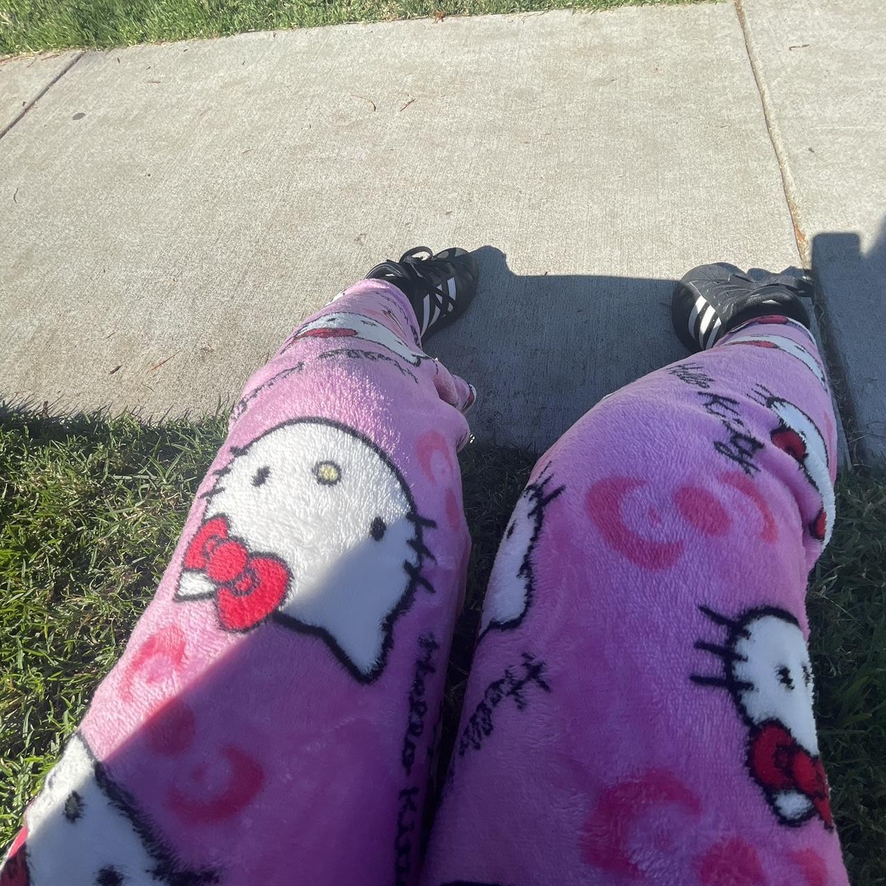 Fuzzy hello kitty pajama pants I don’t know the... - Depop