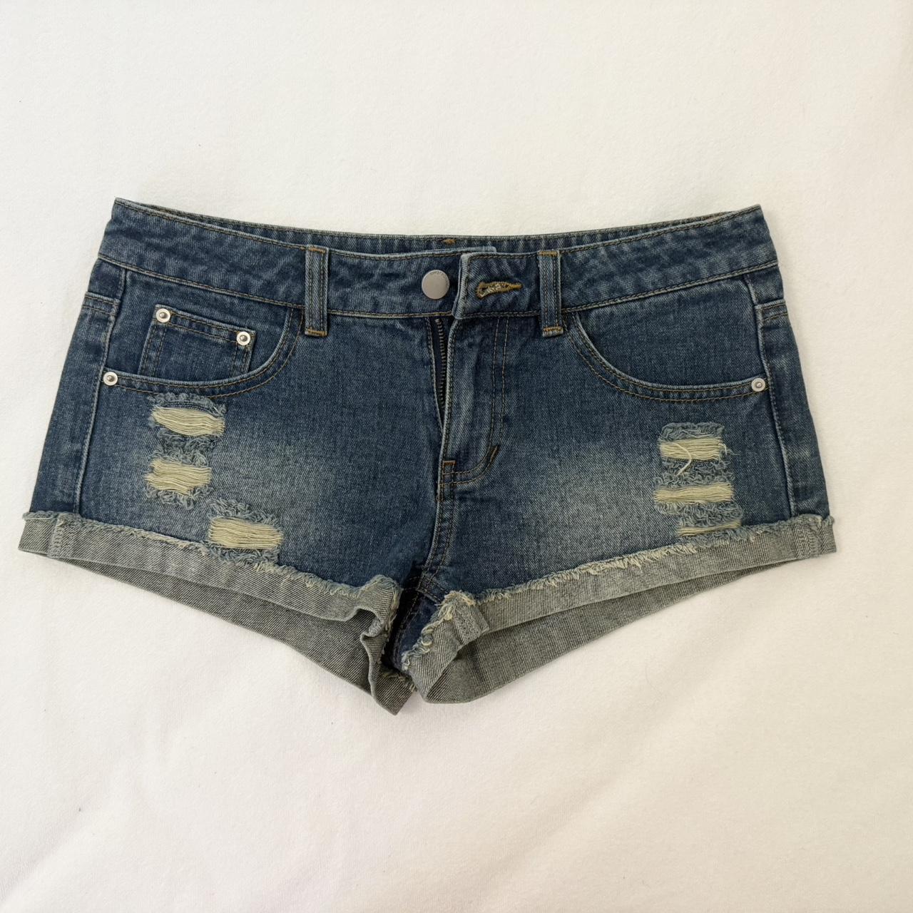 Basement FG low rise mini denim shorts size S，or 26”... | Depop