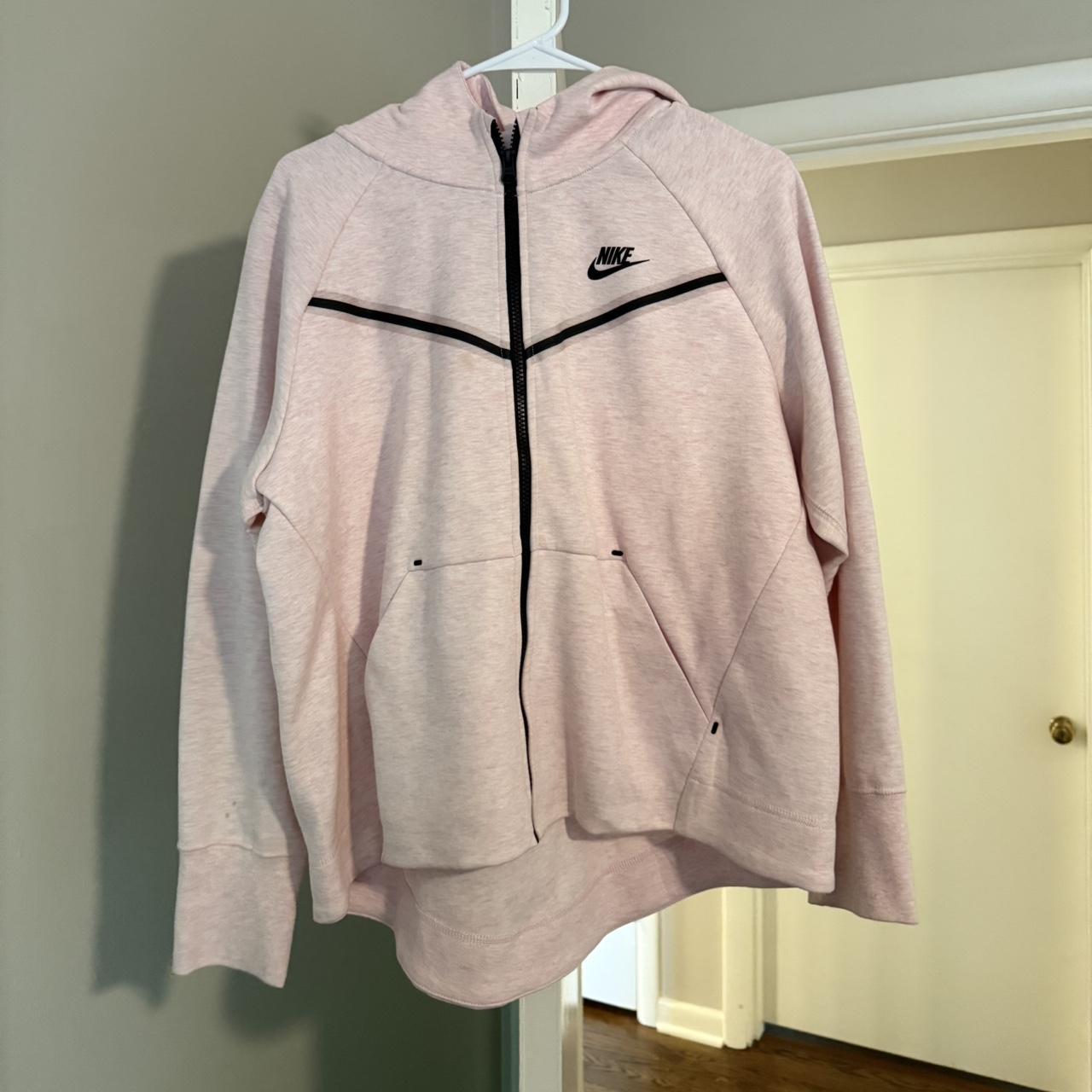 Pink Nike Tech hoodie with zipper | Depop