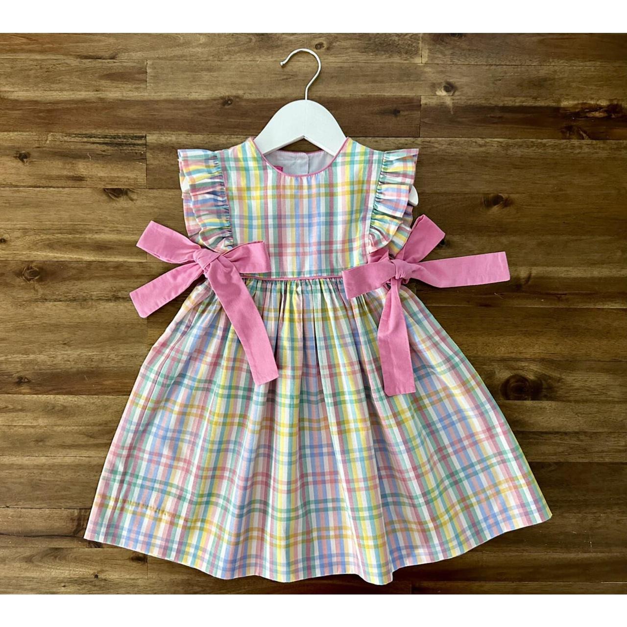 Claire & Charlie Pastel Rainbow Plaid Pinafore Dress... - Depop