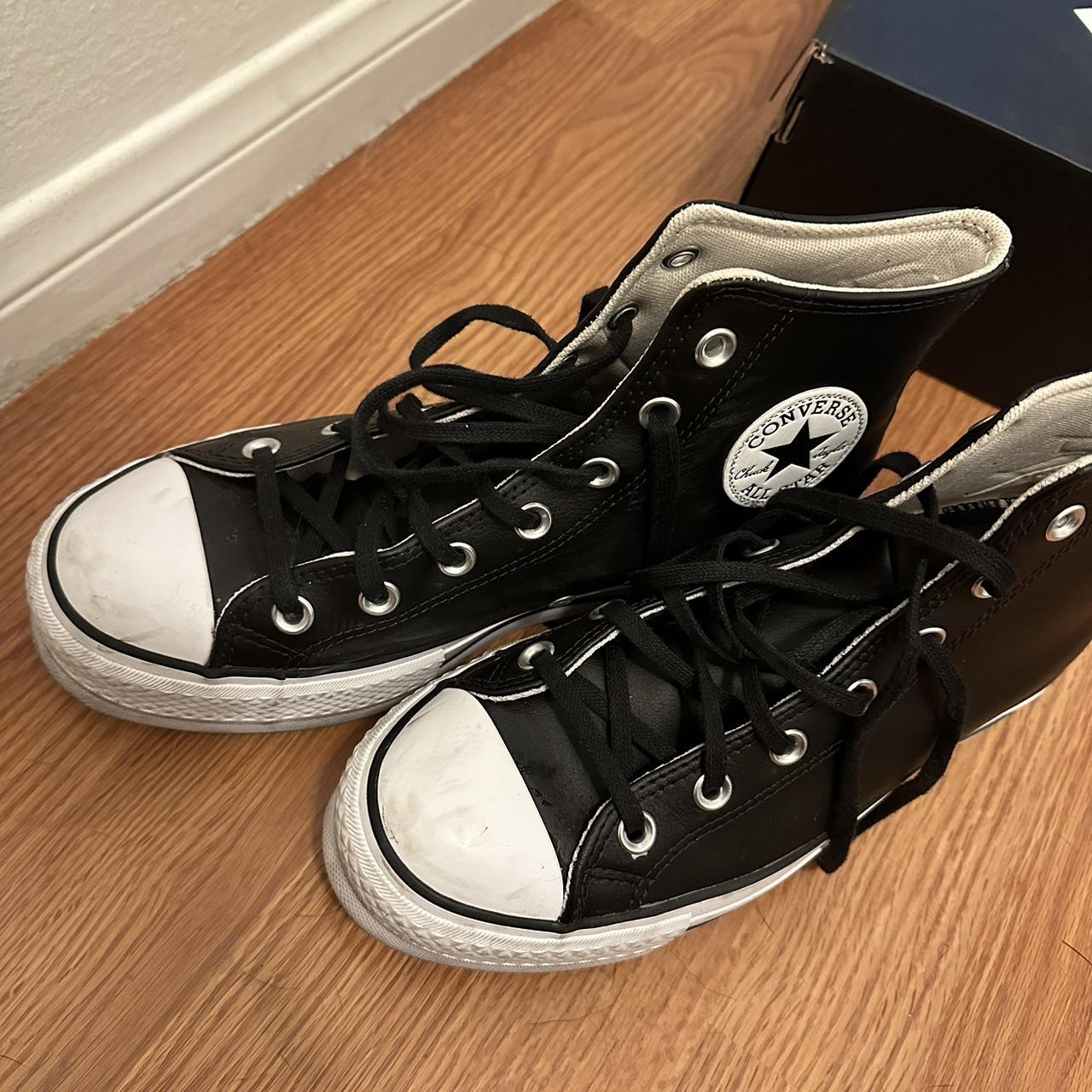 Black and white platform converse - Depop