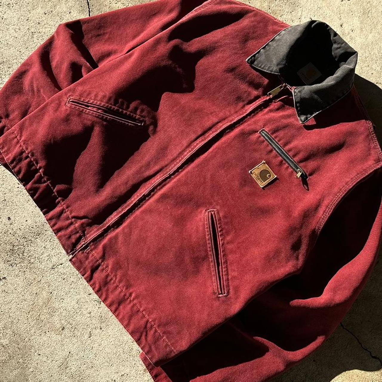 Vintage Carhartt Detroit J97 Cri Crimson Flawless... - Depop