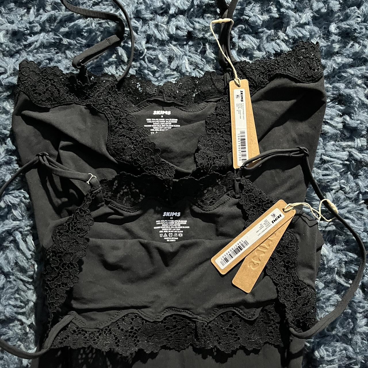 SKIMS / FITS EVERYBODY LACE ONESIE $68 Color ONYX... - Depop