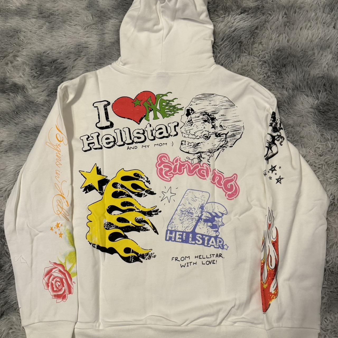 Hellstar White Doodle Hoodie Size Medium - Depop