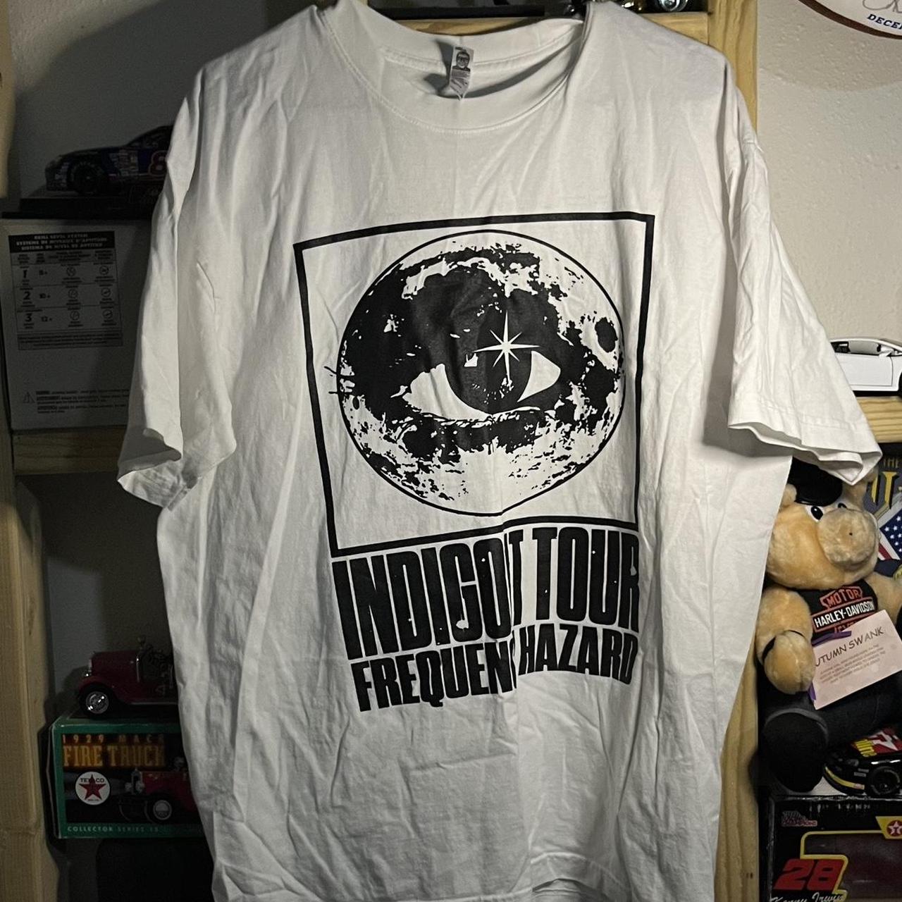 Indigo Tour Frequency Hazard white and black tshirt... - Depop