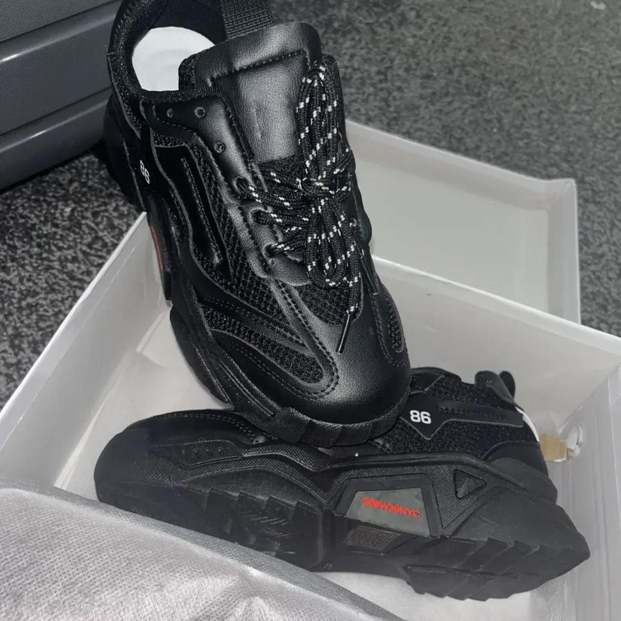 Women’s Jet Black Chunky Mesh Trainers. Brand... - Depop