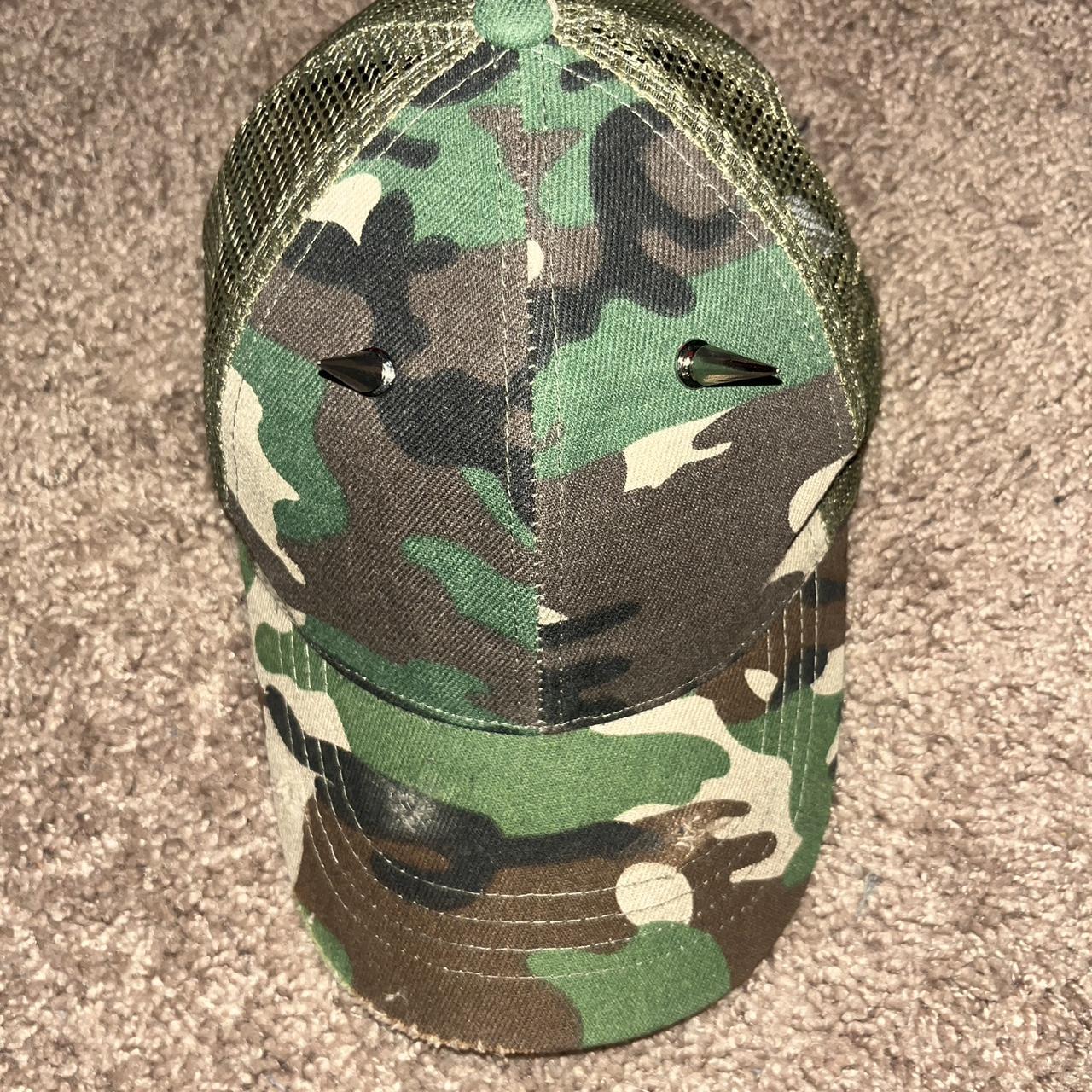 camo devil horn hat (custom made) - Depop