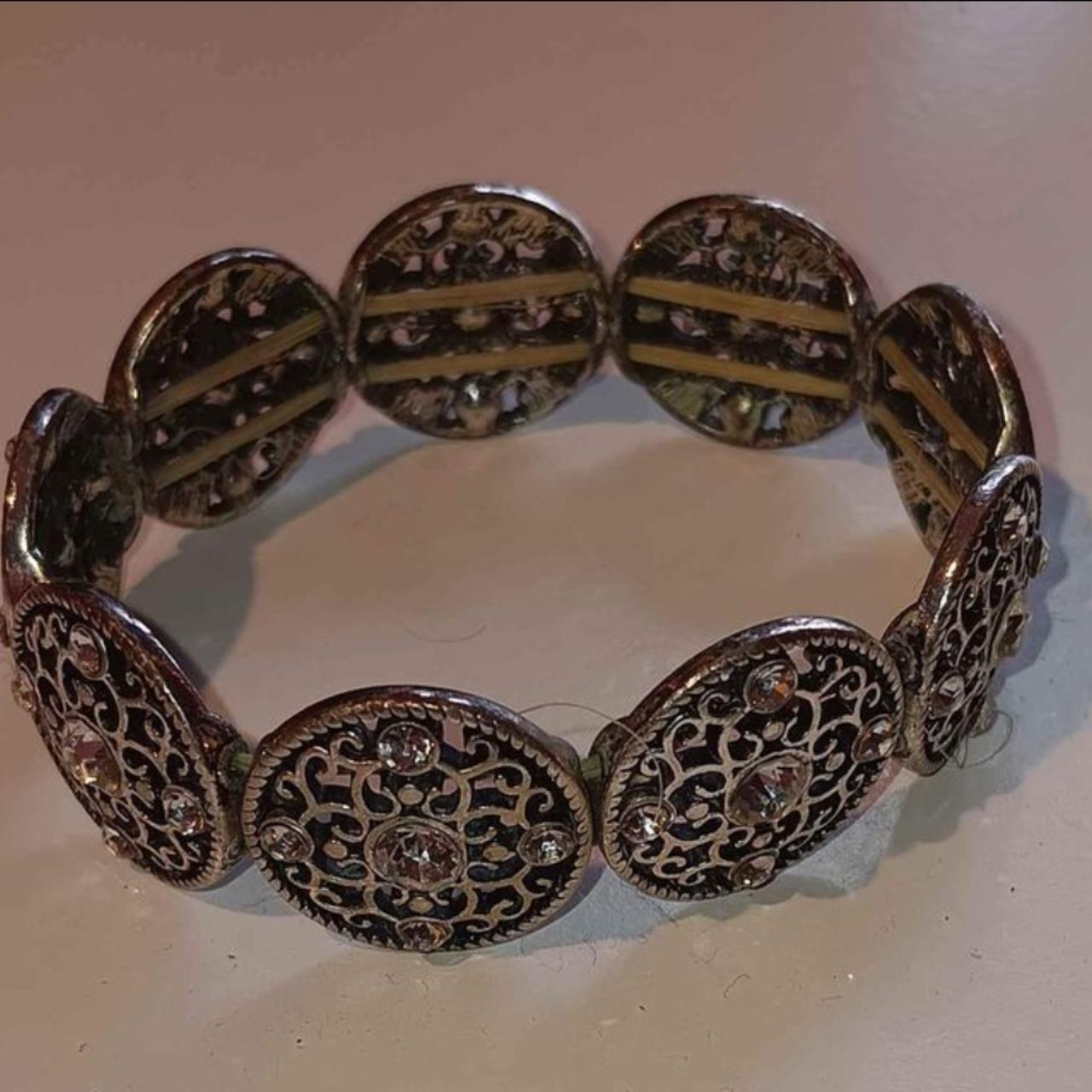 Silver & Black Bracelet - Depop