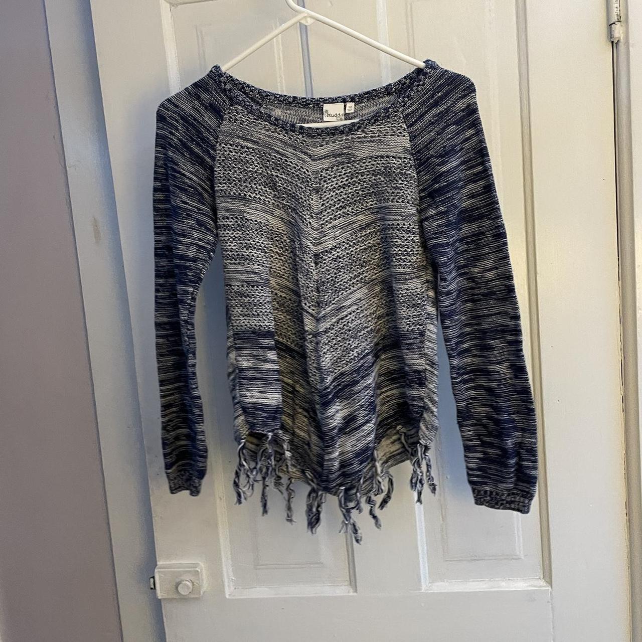 Blue and white Mudd sweater with fun button lining... - Depop