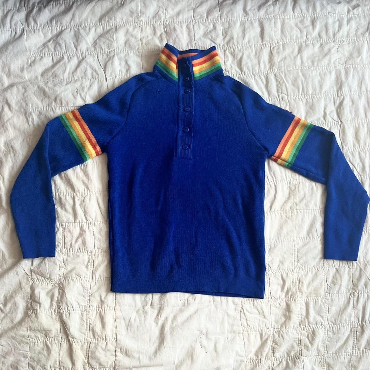 Vintage colorful wool sweater 💙🧡💛 Super warm, great... - Depop