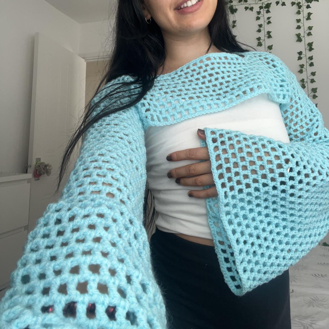 💙 TURQUOISE BLUE CROCHET BOLERO | SHRUG 💙 ♡ size... - Depop