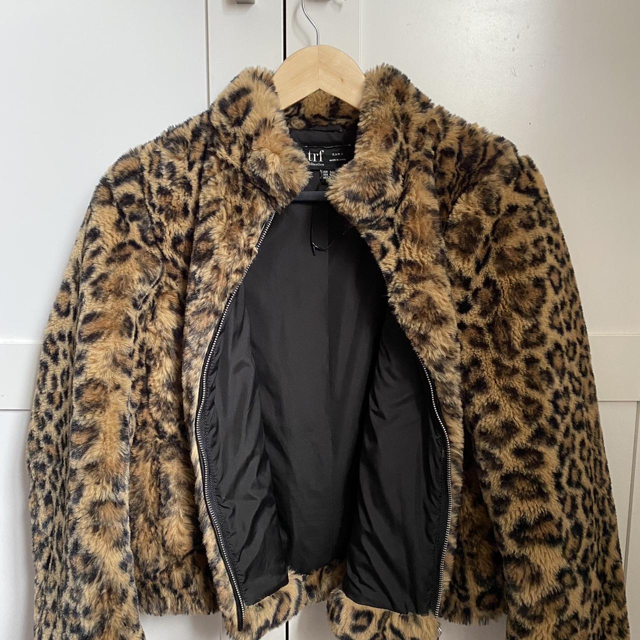 Zara leopard print fur jacket Zara TRF collection... - Depop