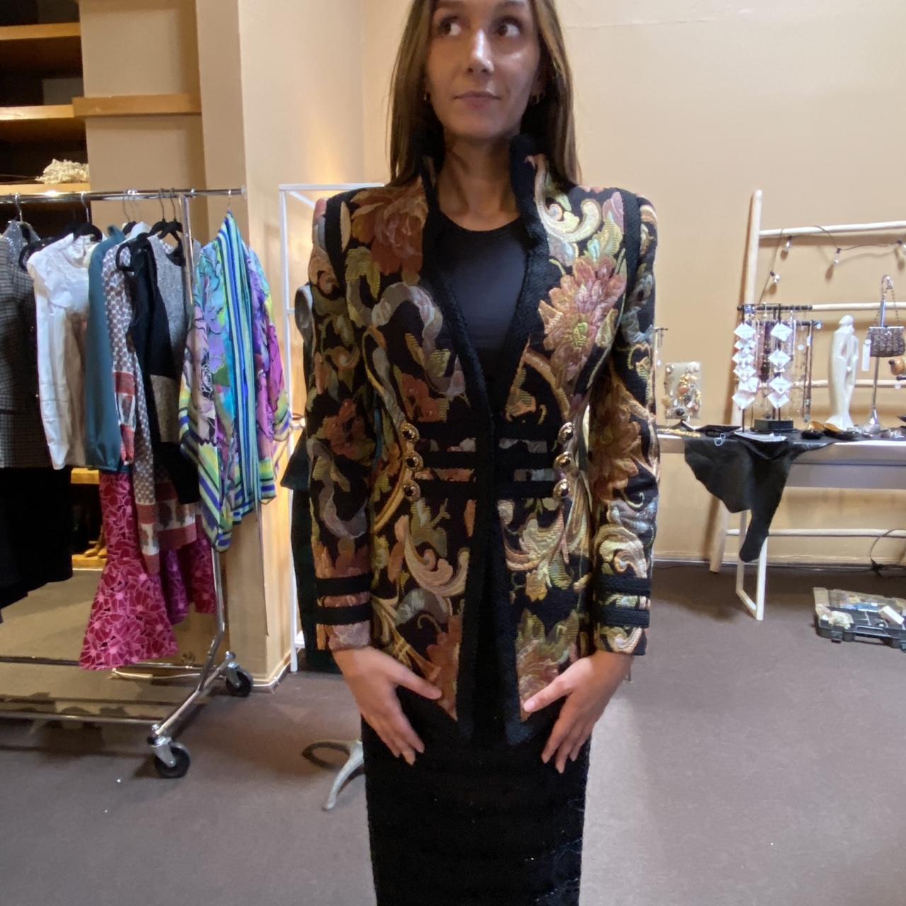 Patricia Rhodes Couture Black tapestry blazer with... | Depop