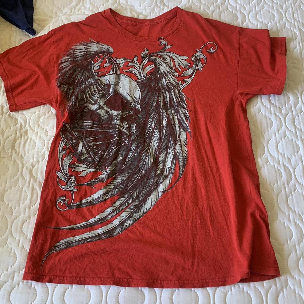 Affliction red shirt bought from monkey business... - Depop