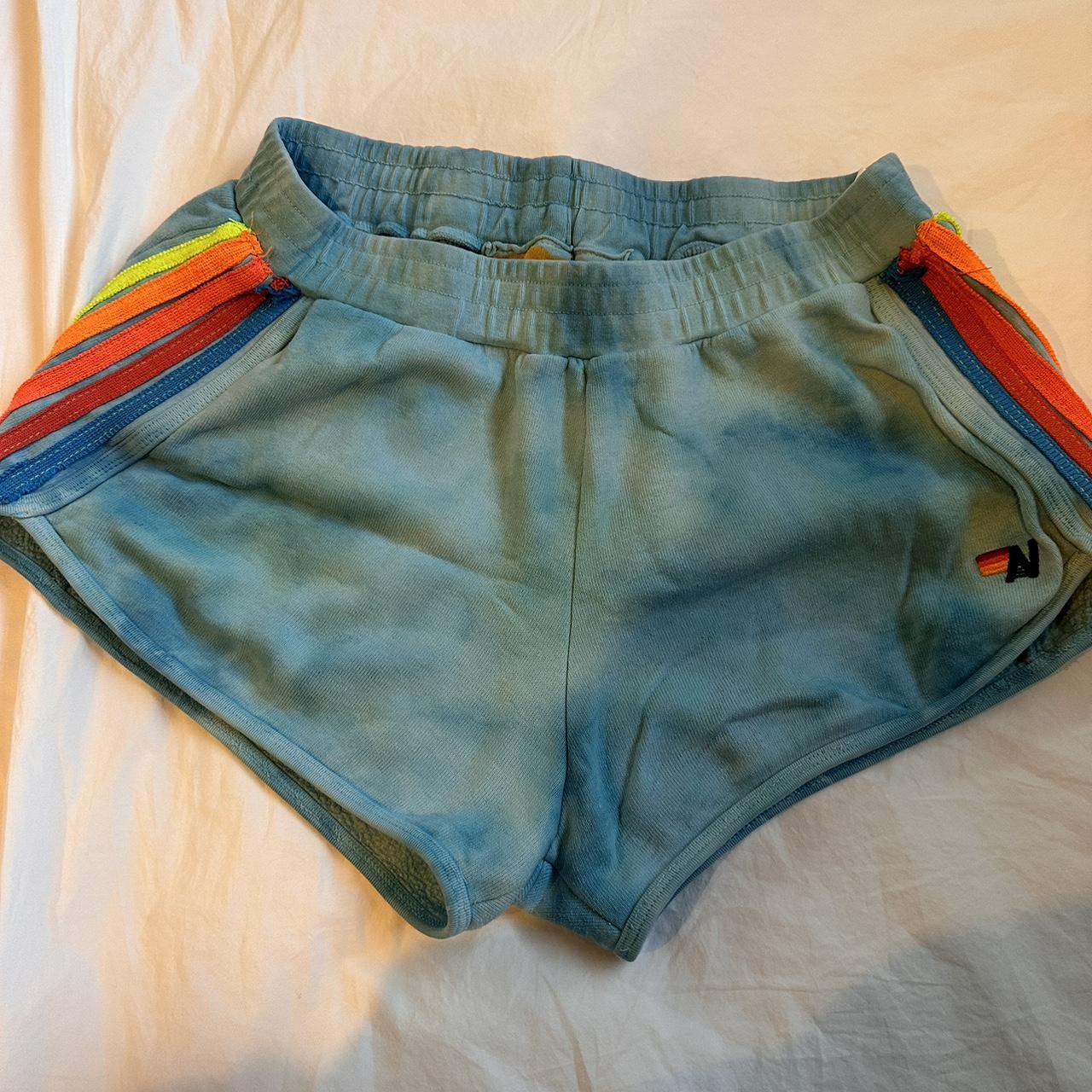 Size large aviator nation blue tie dye shorts with... - Depop