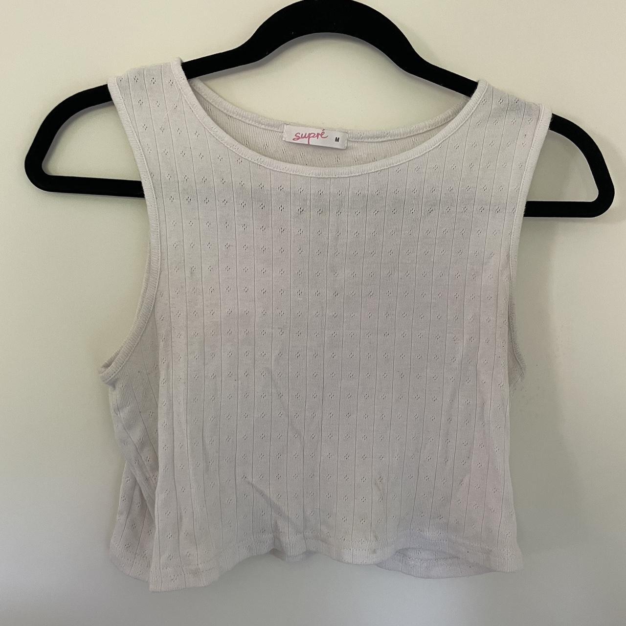 white supre cropped singlet - size M - Depop