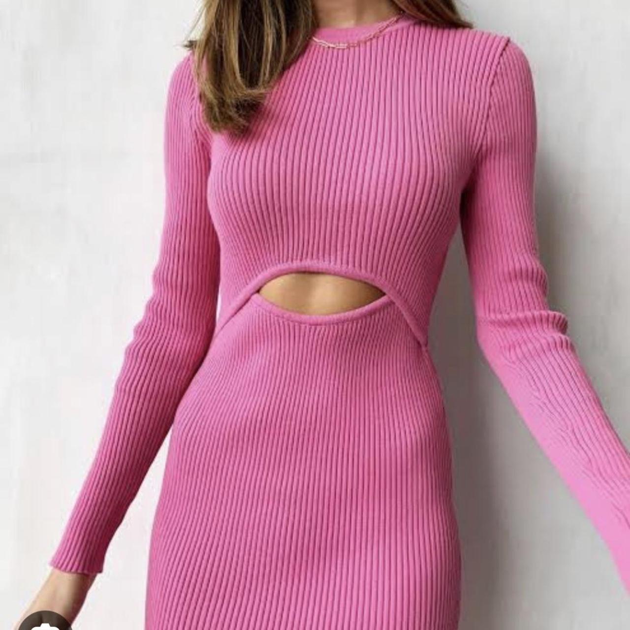 Pink knit dress Runaway scout label Size M Only worn... - Depop