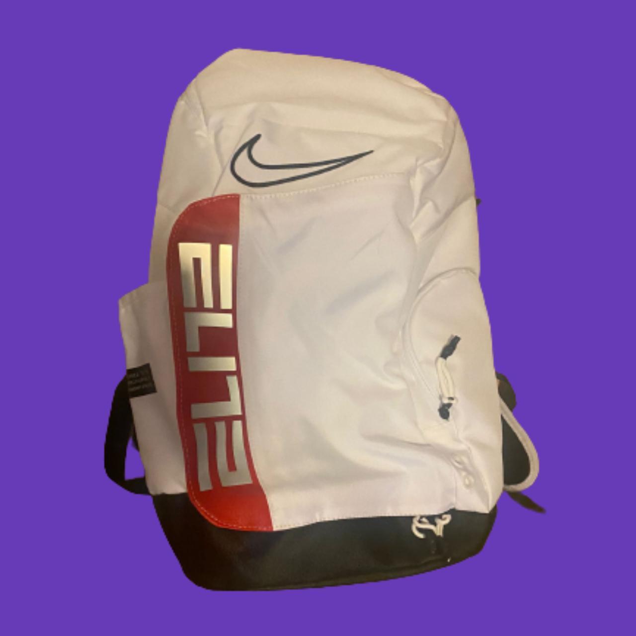 White⬜️ and Red🟥 Nike Elite Basketball🏀 Backpack... - Depop