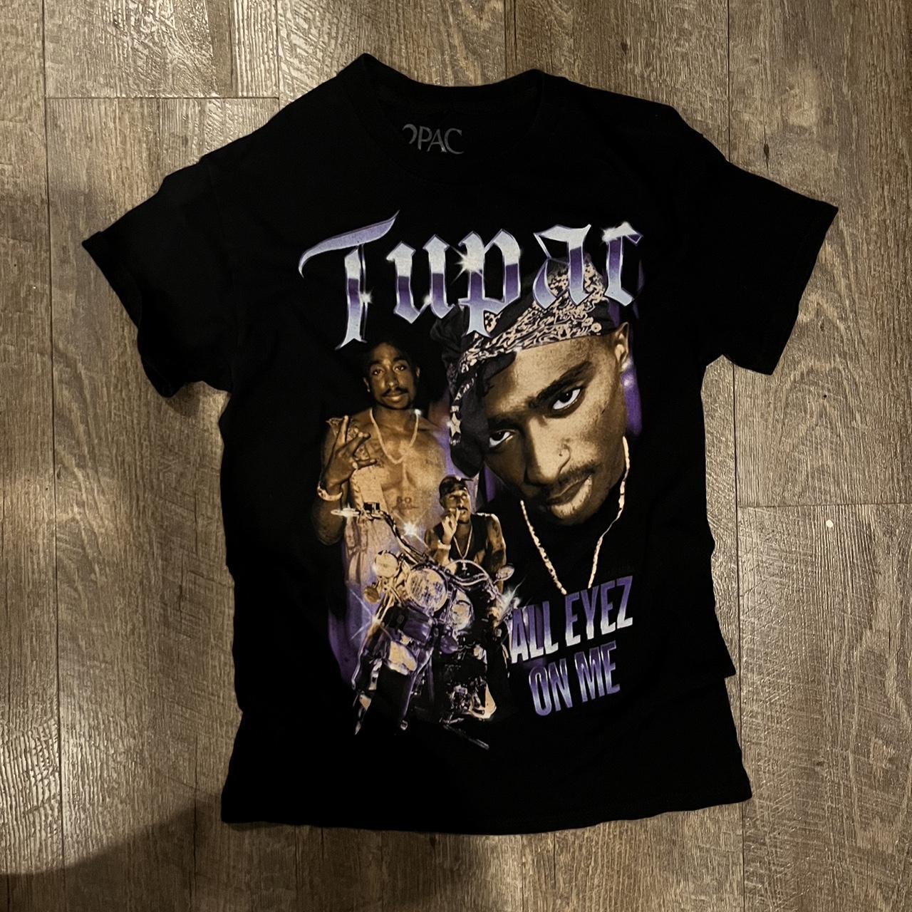 black & purple graphic tee , small defect - Depop