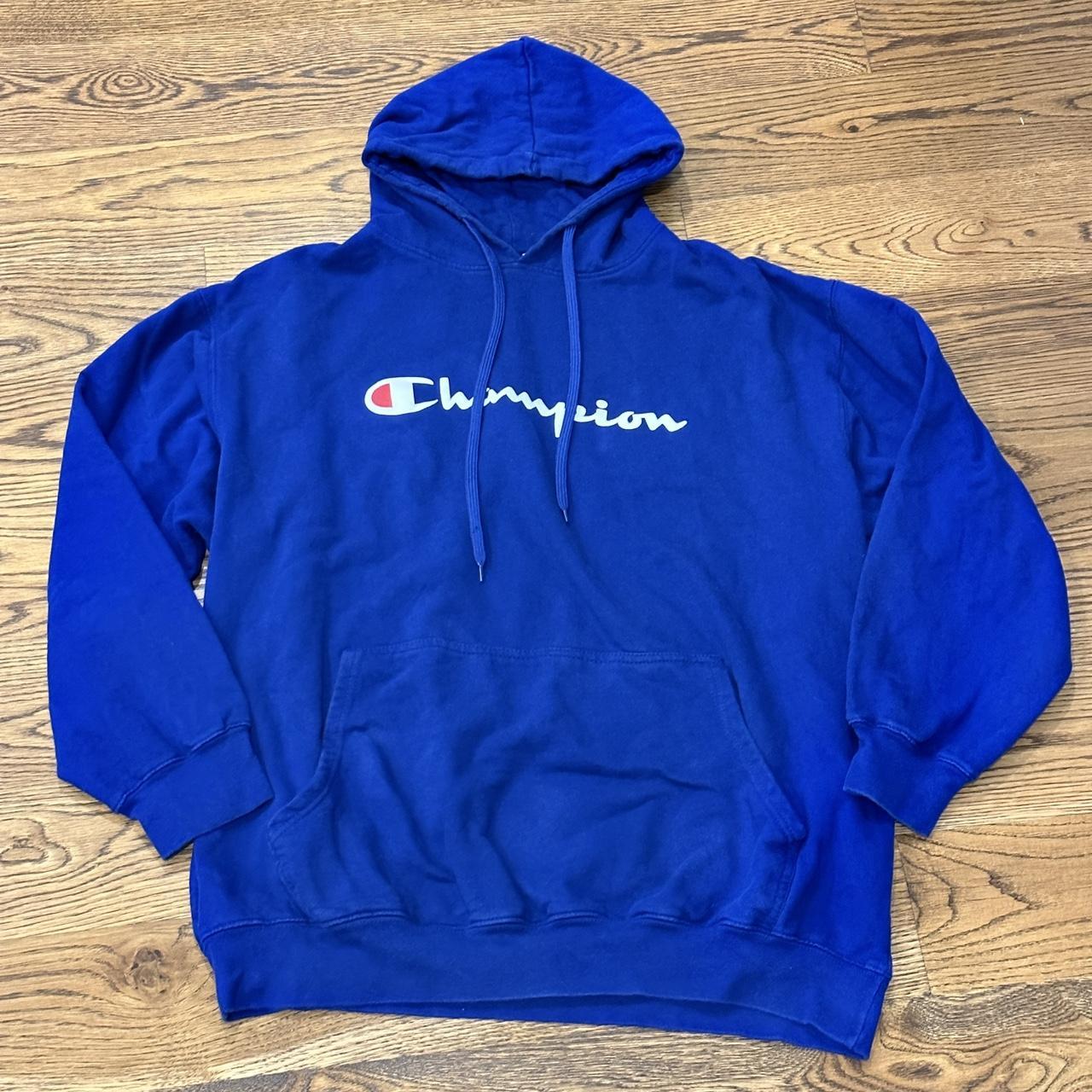 Champion brand Blue hoodie size 2XL - Depop