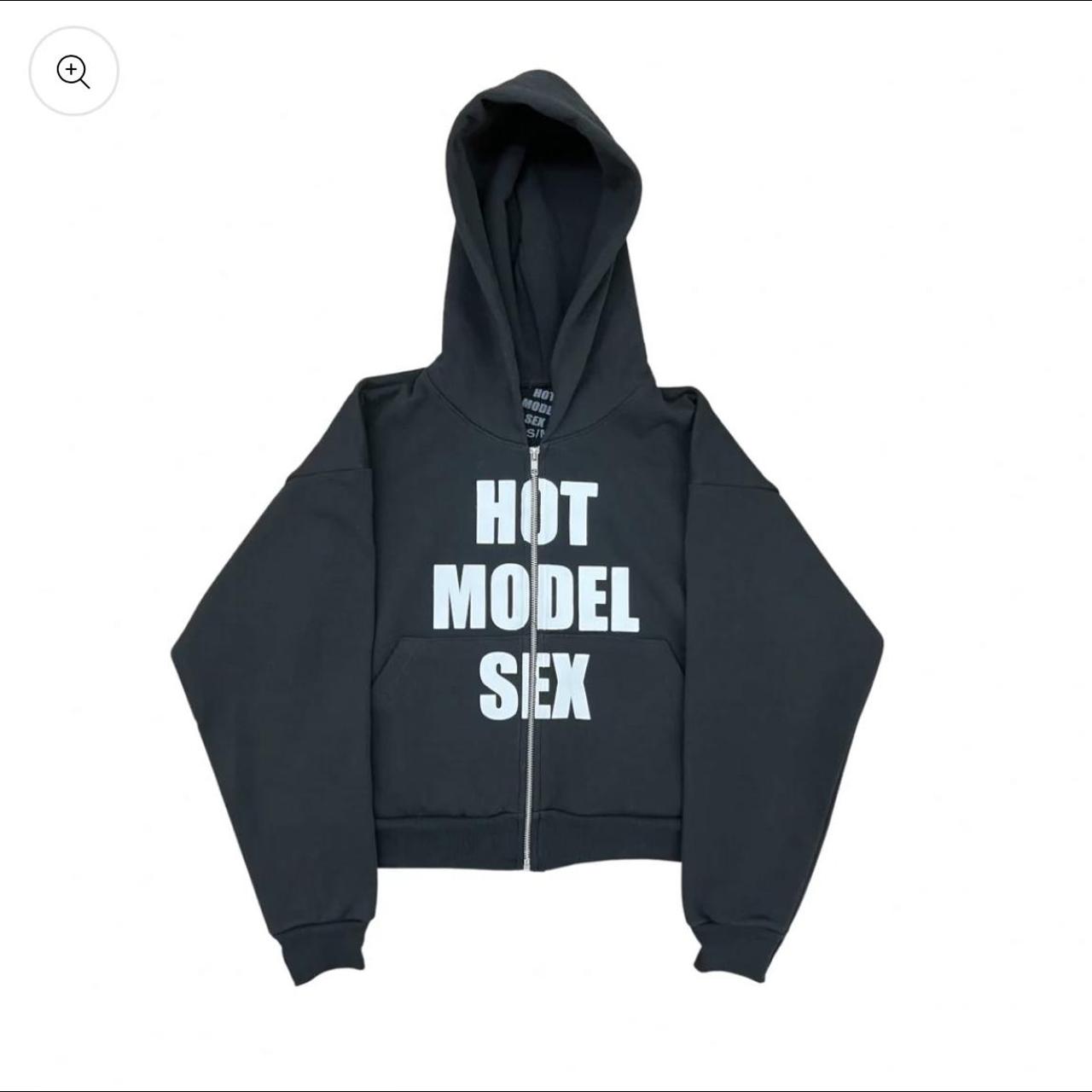 HotModelS*X Black Cropped Zip Up Hoodie Size:... - Depop