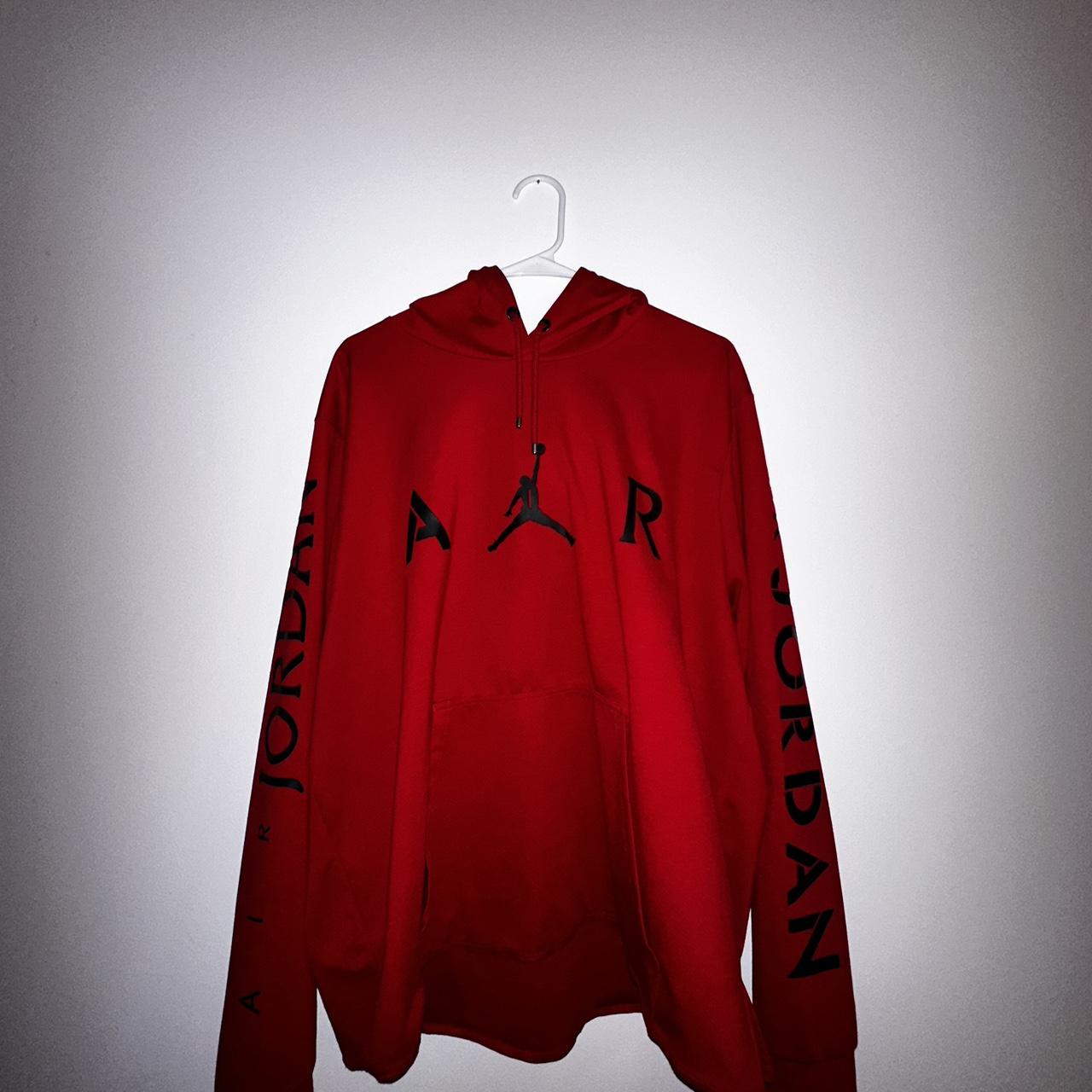 XL red cropped air jordan hoodie - Depop