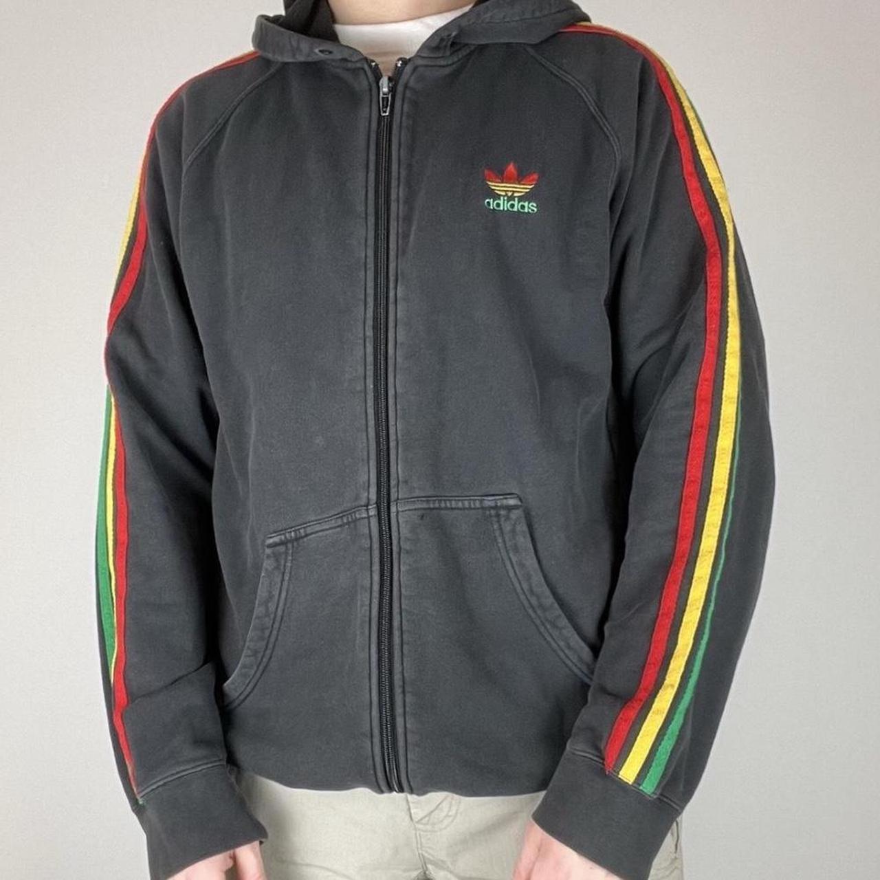 adidas rasta hoodie - red greeen yellow... - Depop