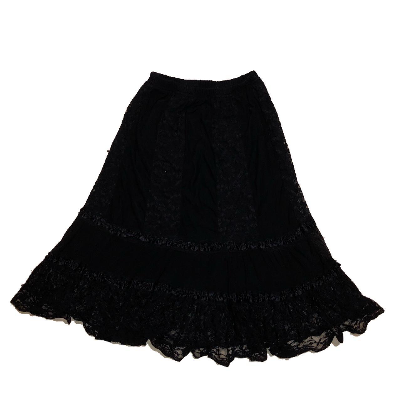Layered Black Lace Skirt No Tags 23 40 Waist Depop
