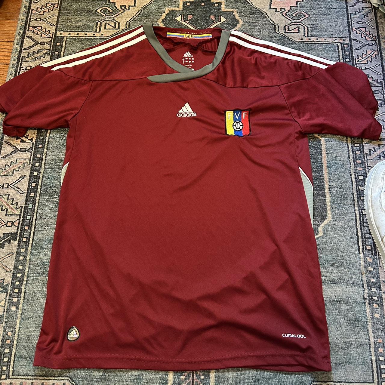 Burgundy Adidas Venezuela soccer jersey #soccerjersey - Depop