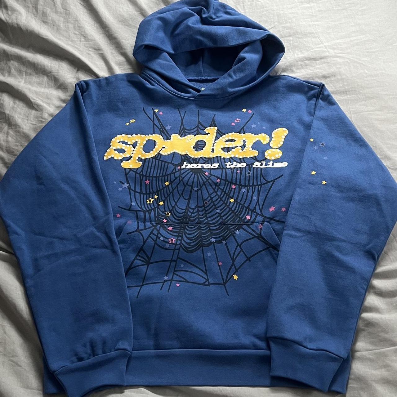 Sp5der Hoodie TC Blue Size S Brand New #sp5der... - Depop