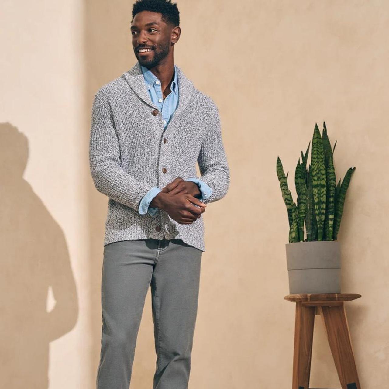 Faherty Mens Mareled Cardigan, Size L Like New!... - Depop