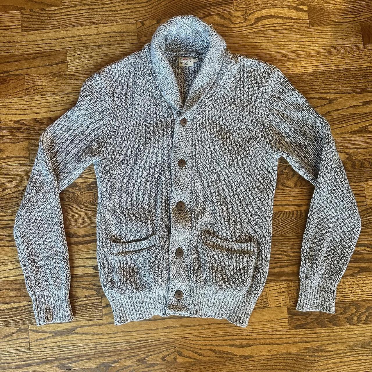 Faherty Mens Mareled Cardigan, Size L Like New!... - Depop