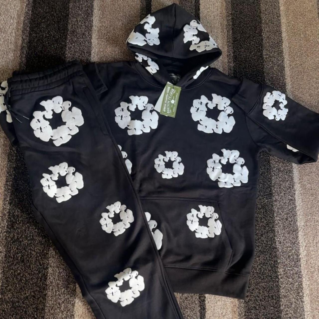 DENIM TEAR TRACKSUIT BLACK WITH TAGS 1 to 1... | Depop