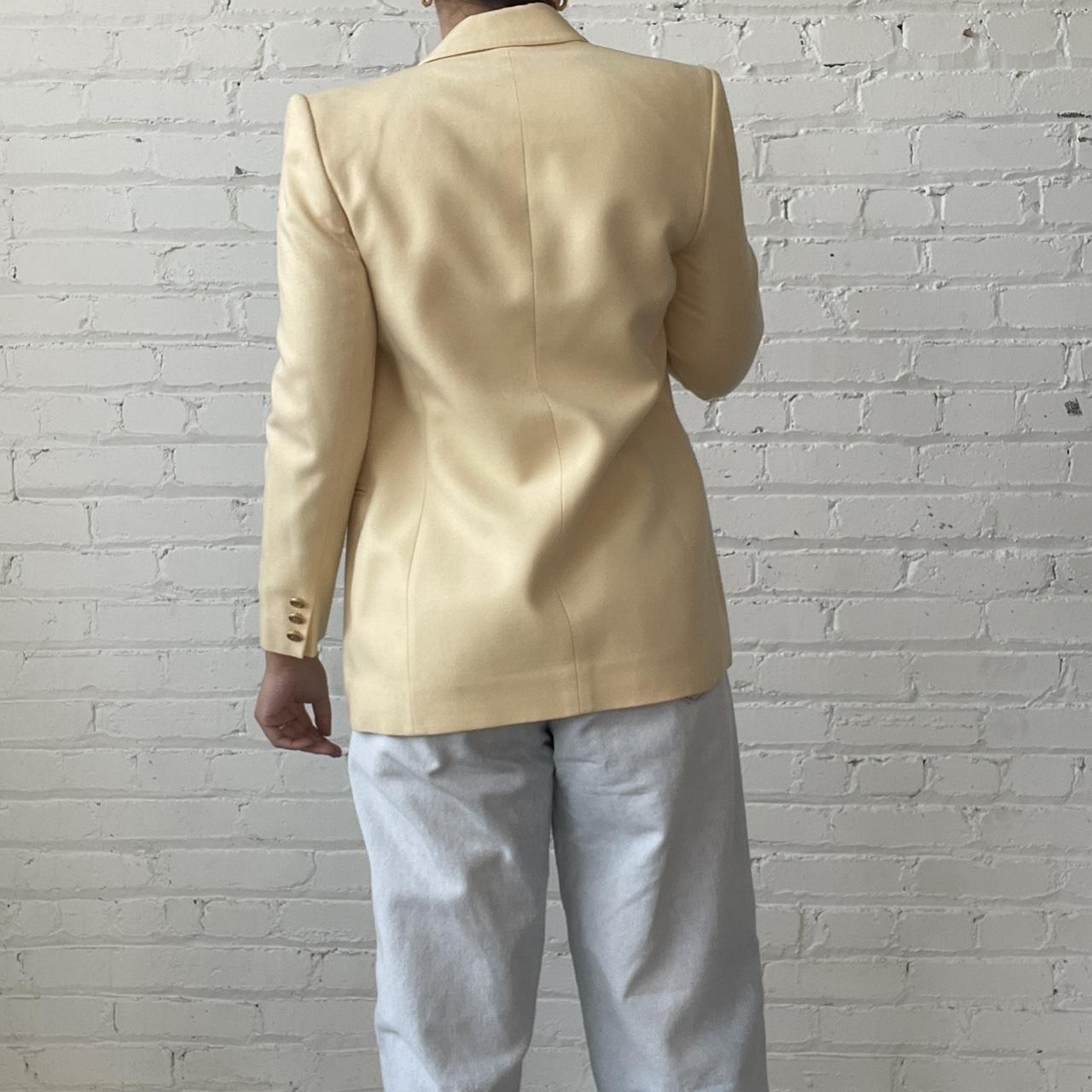 Talbots Women's Cream and Yellow Jacket | Depop