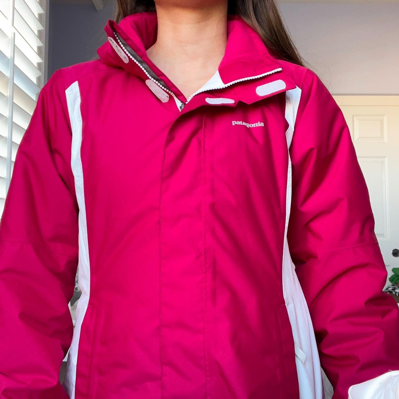 Girls Magenta & White Patagonia Ski Shell Jacket •... - Depop