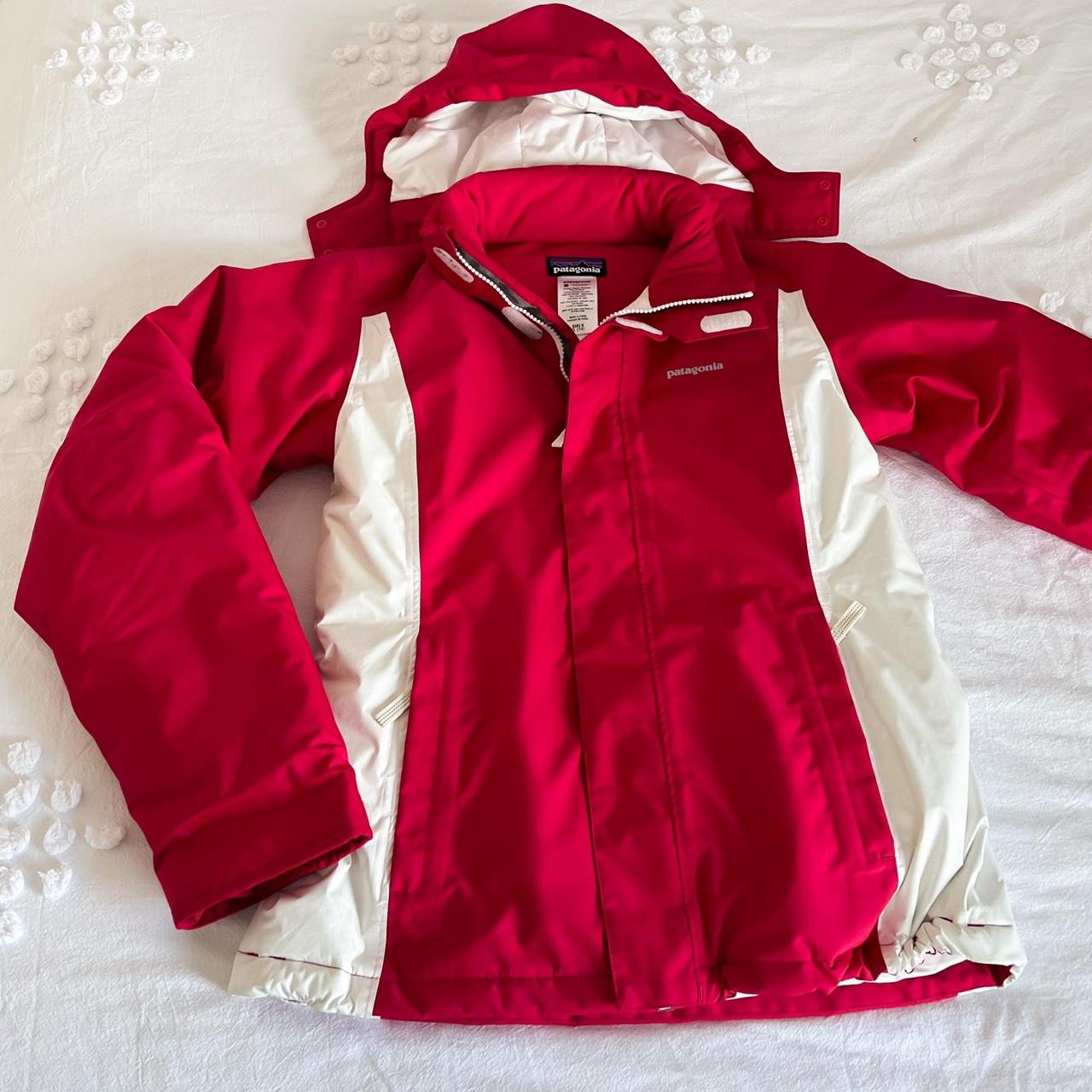 Girls Magenta & White Patagonia Ski Shell Jacket •... - Depop