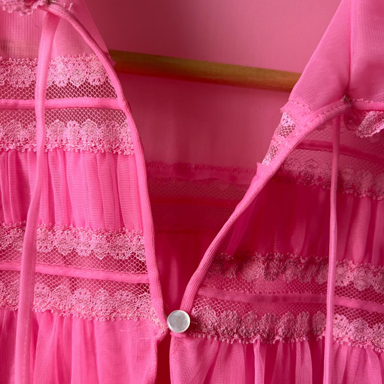 GOTHAM GOLD STRIPE Shocking Pink Chiffon Robe... - Depop