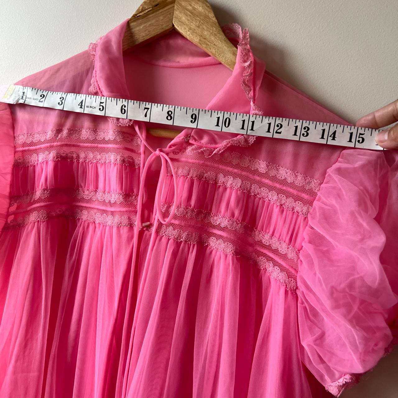 GOTHAM GOLD STRIPE Shocking Pink Chiffon Robe... - Depop