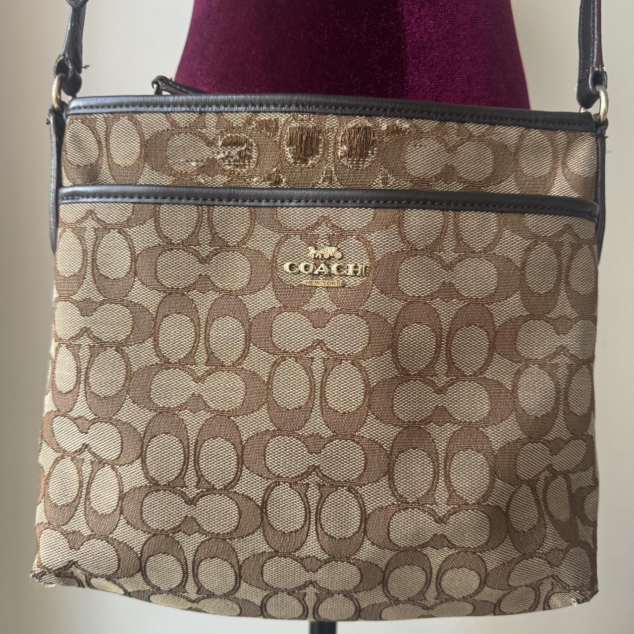 Coach Signature Jacquard File Crossbody Bag... - Depop