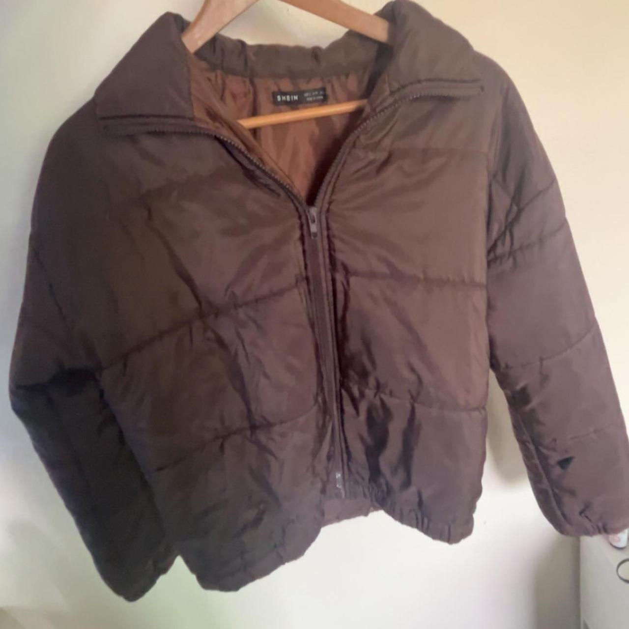 shein brown puffer jacket -great condition -size... - Depop