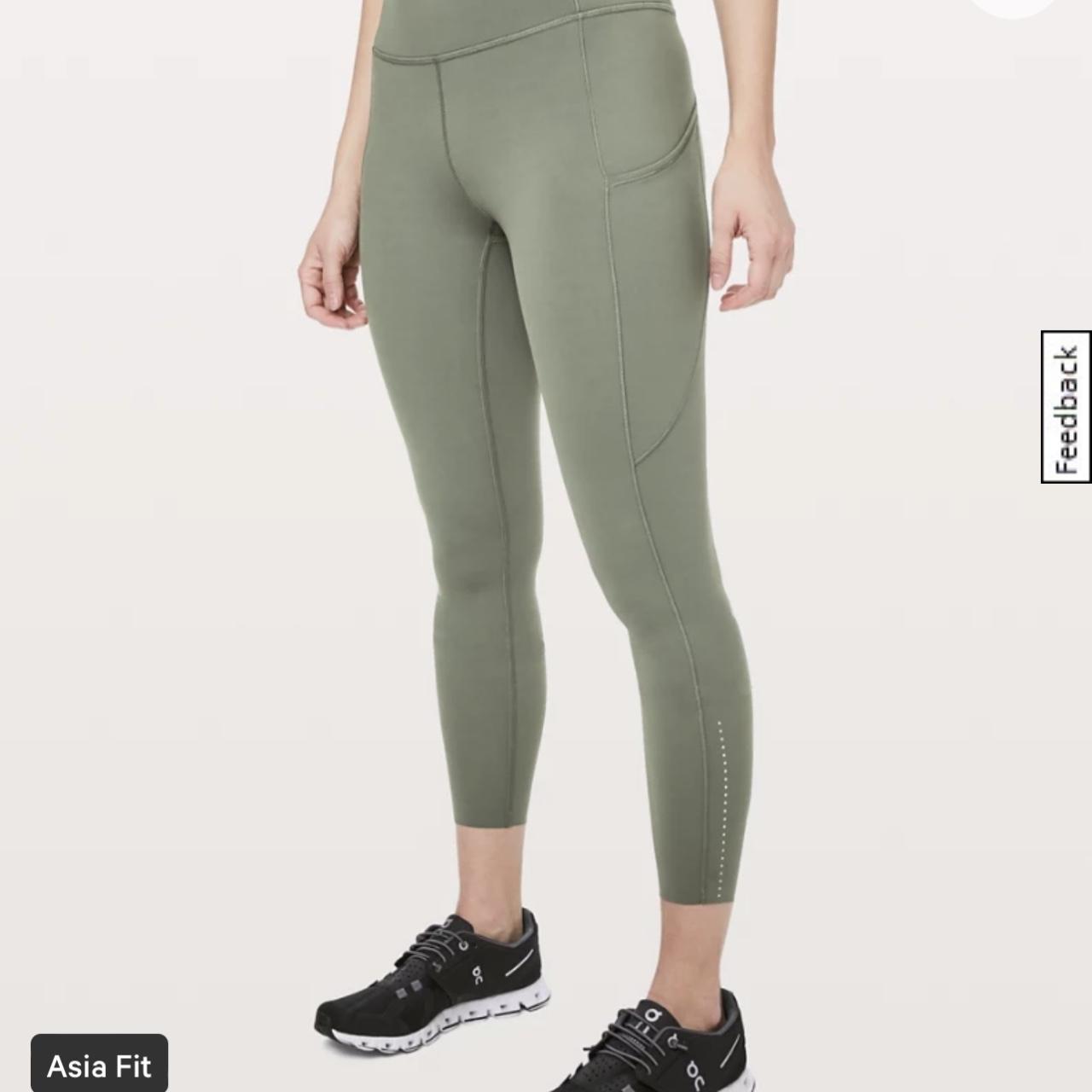 green lululemon asia fit leggings size M worn once... - Depop