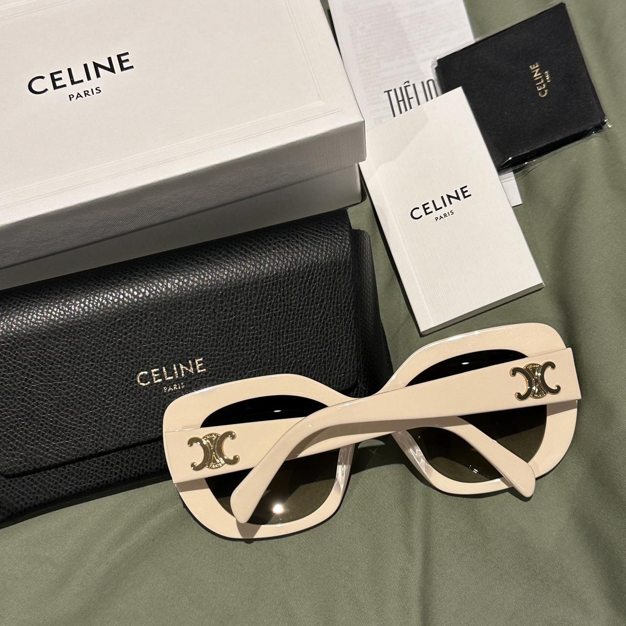 Celine 23ss creamy white sunglasses Hardly worn,... - Depop