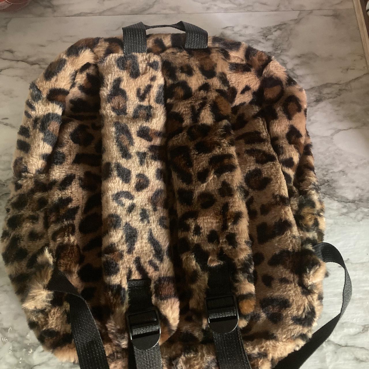 fluffy cheetah print backpack. in new condition.... - Depop