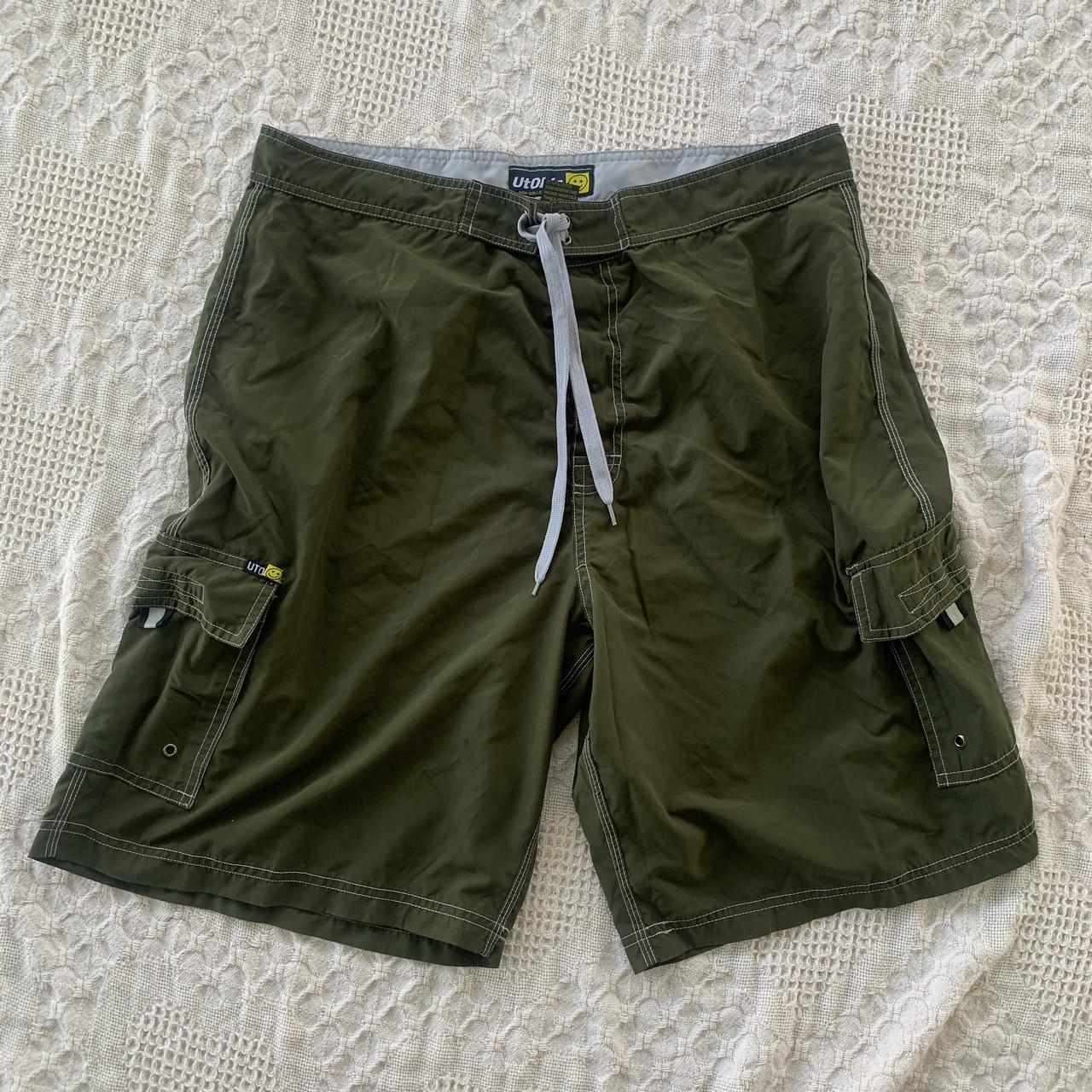 utobia forest green shorts. swimming shorts. size... - Depop