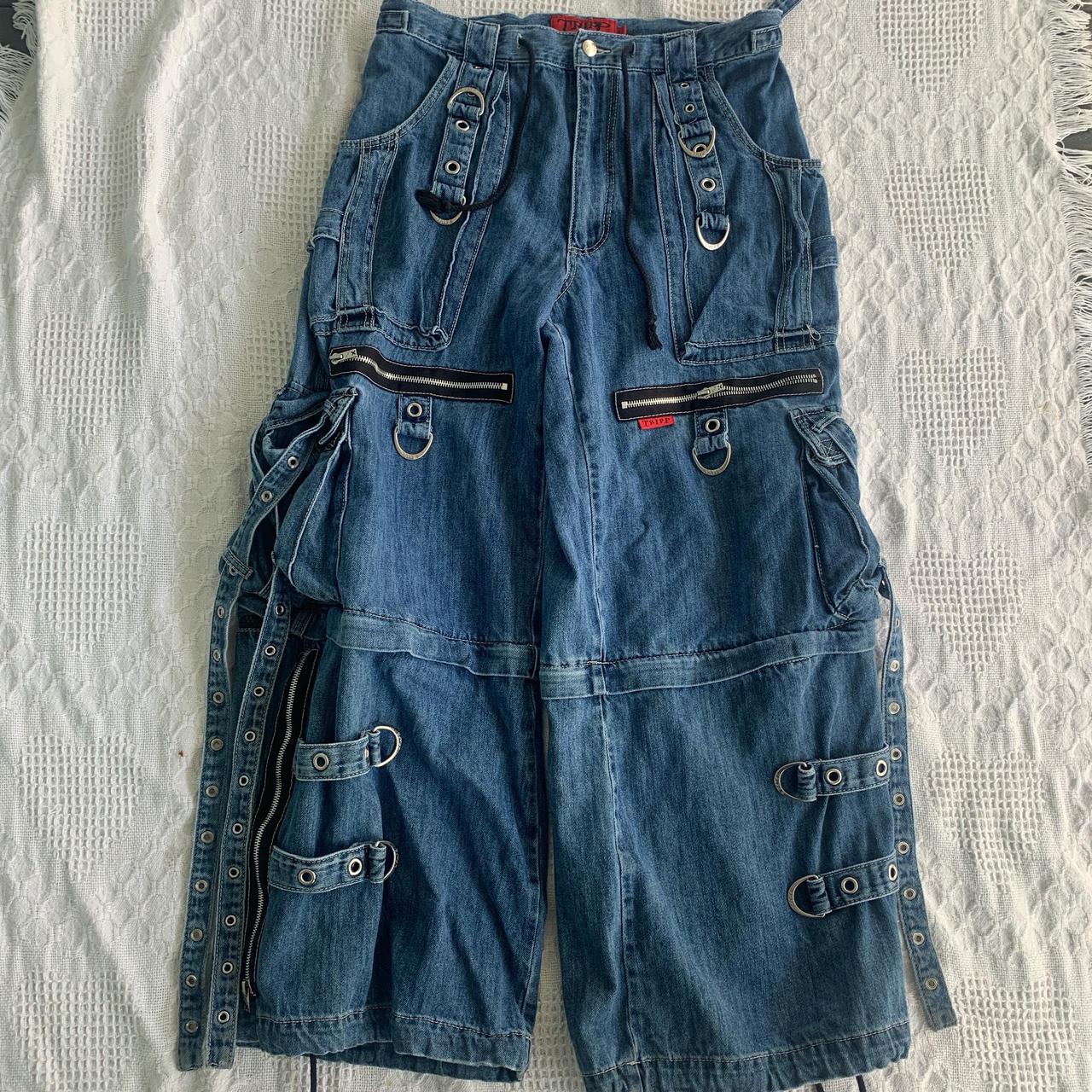 TRIPP NYC Baggy blue denim cargo jeans with... - Depop