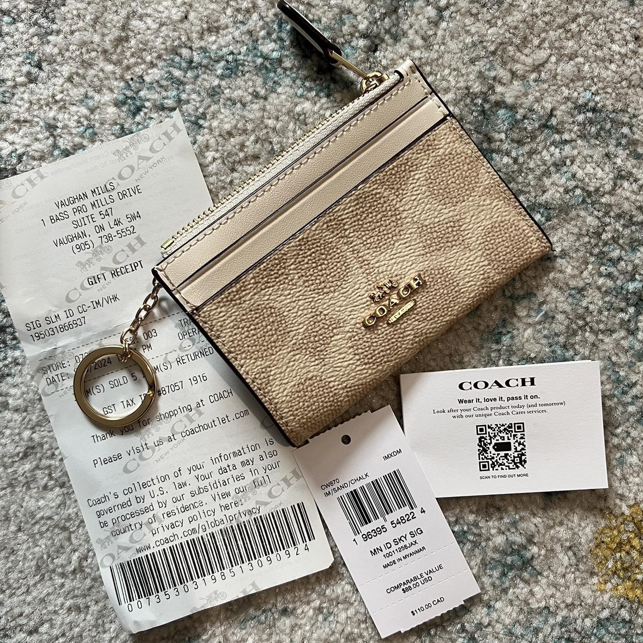 Coach mini ID skinny in Signature Card holder with... - Depop