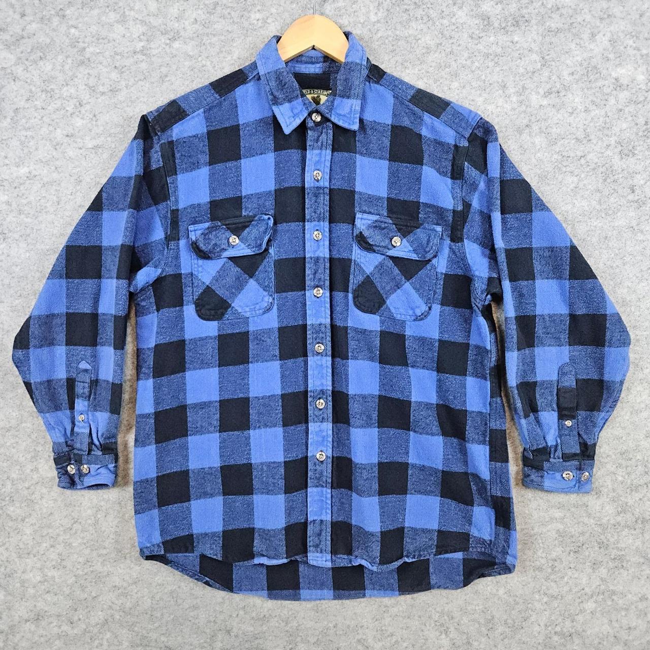 Field & Stream Blue/Black Buffalo Plaid Shacket Size... | Depop