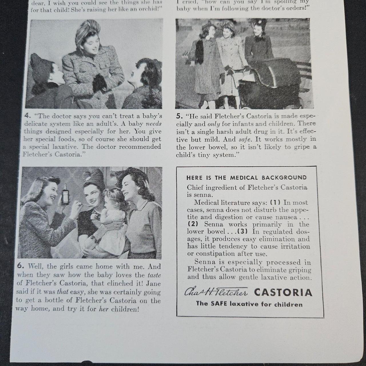 1941 Chas H Fletcher Castoria Children Laxative... | Depop