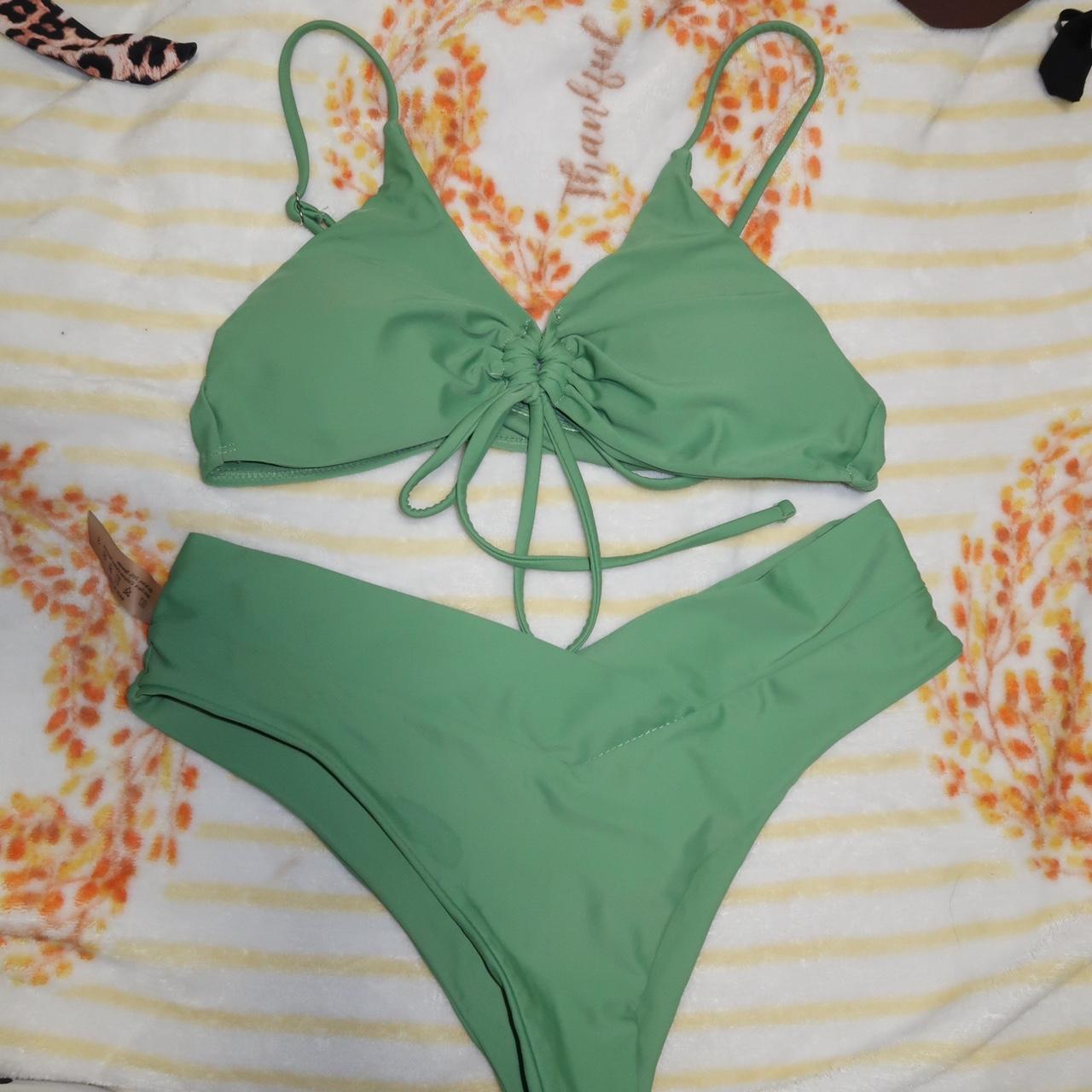 Green swimsuit Cheeky - Depop