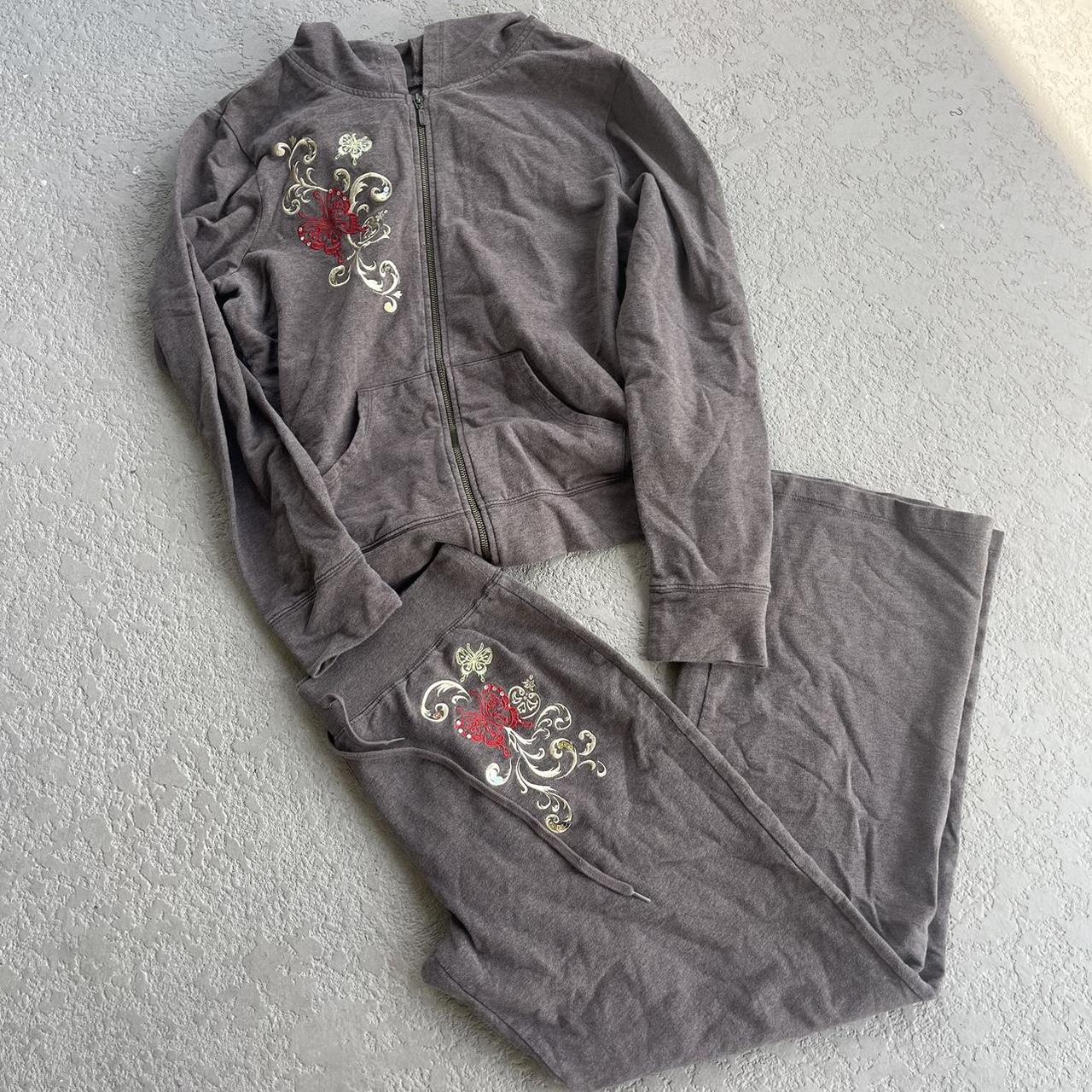Vintage embroidered butterfly tracksuit size large... - Depop